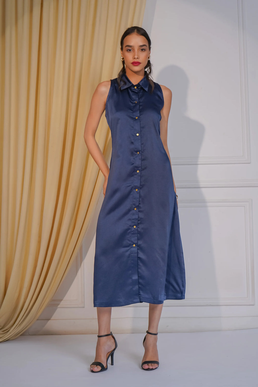The Party Collar Shirt Dress, Blue – Charcoal Threads